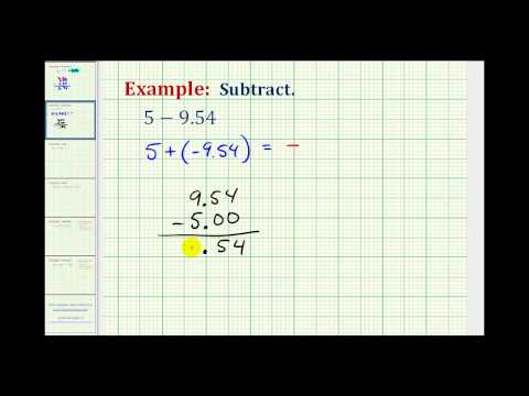 Ex: Subtract a Decimal from a Whole Number (Negative Result) | Math Help from Arithmetic through ...