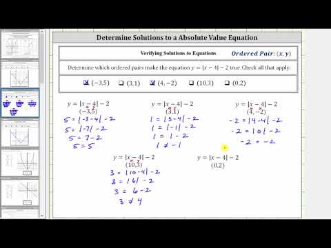 Determine if Ordered Pairs are Solutions to a Absolute Value Equation | Math Help from ...