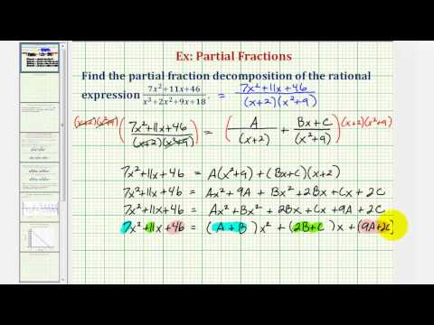 Ex: Partial Fraction Decomposition – Degree 2 / Degree 3 | Math Help ...