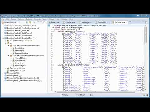 Decision Trees + build xml decision trees + JAVA + data from SQLite DB and file functionality ...