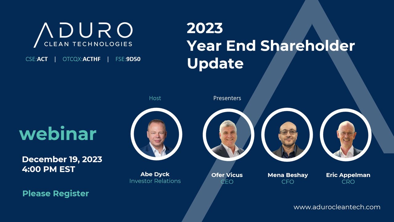 Aduro Clean Technologies’ Year End Webinar Now Available – CFN Media