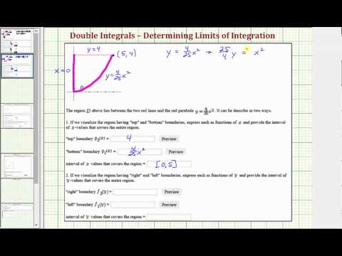 Ex: Double Integrals – Describe a Region of Integration (Quadratic) | Math Help from Arithmetic ...