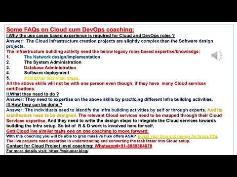 FAQS/Clarity on Cloud cum DevOps coaching for Joinees | Building Cloud/DevOps/AI/ML/Gen AI ...