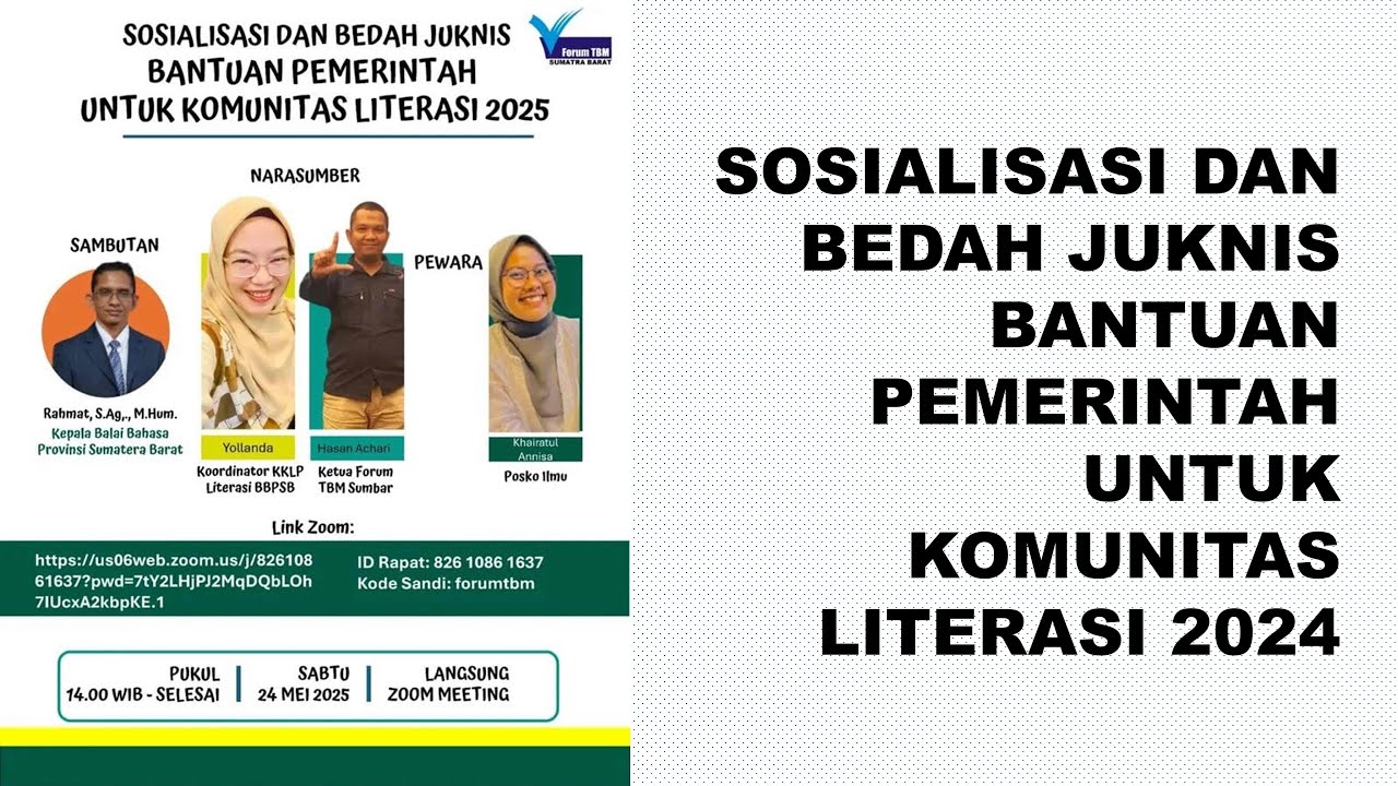 Forum TBM Sumbar Gelar Sosialisasi dan Bedah Juknis Banpem Komlit 2025 Bersama Balai Bahasa ...