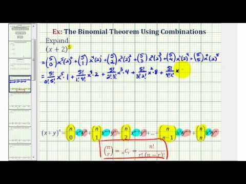 Ex 1: The Binomial Theorem Using Combinations | Math Help from ...