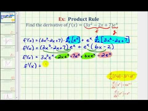 Ex: Find a Derivative Using Product Rule (Polynomial*Exponential) | Math Help from Arithmetic ...
