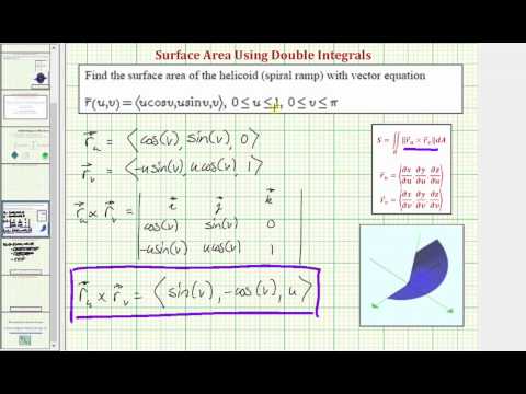 Double Integrals – Surface Area of a Vector Values Function Over a Region | Math Help from ...