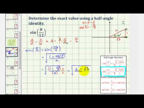 Ex: Determine a Sine Function Value Using a Half Angle Identity (Radians) | Math Help from ...