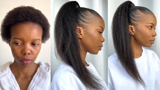 HOW TO CREATE A PONYTAIL ON SHORT NATURAL HAIR |BEGINNER-FRIENDLY 4C NATURAL HAIR TUTORIAL| HAIR GEL