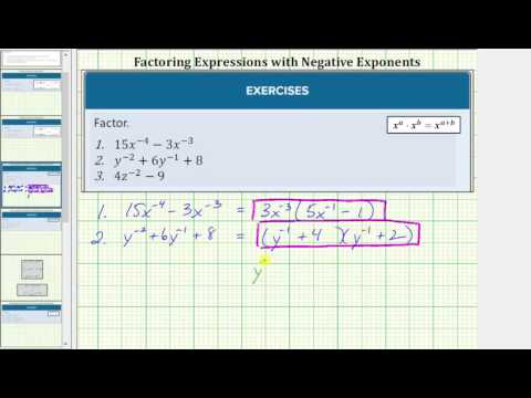 Factor Expressions with Negative Exponents | Math Help from Arithmetic through Calculus and beyond