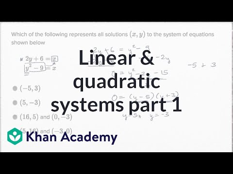 Linear and quadratic systems — Basic example (video) | Khan Academy