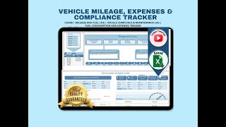 Mileage Tracker Log Book - Excel Template for Vehicle Compliance & Maintenance