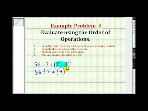 Example 3: Evaluate An Expression Using The Order of Operation | Math Help from Arithmetic ...