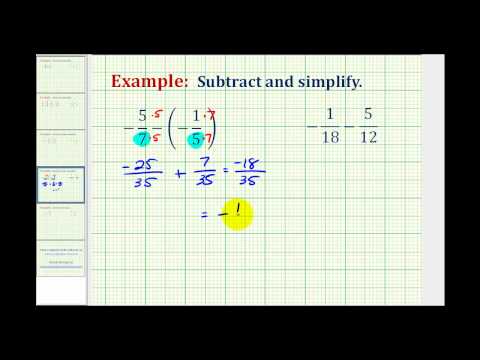 Ex 2: Subtracting Signed Fractions | Math Help from Arithmetic through Calculus and beyond