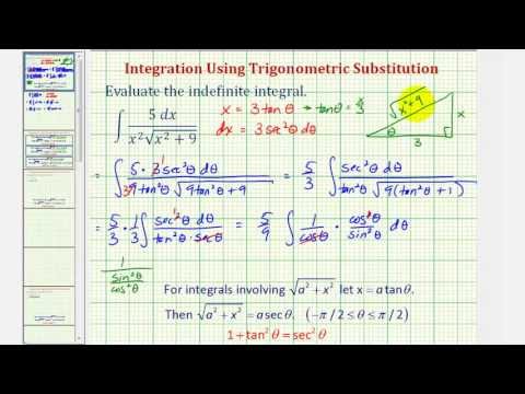 Ex 1: Integration Using Trigonometric Substitution | Math Help from Arithmetic through Calculus ...