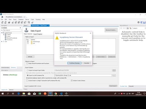 Exportar base de datos con MySQL Workbench||Operation failed with exitcode 2 – arles taboada