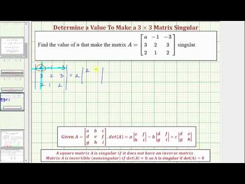 Ex: Determine a Value in a 3×3 Matrix To Make the Matrix Singular | Math Help from Arithmetic ...