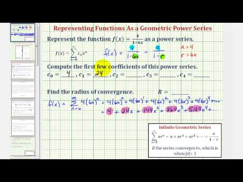 Ex 1: Find a Power Series to Represent a Rational Function | Math Help from Arithmetic through ...