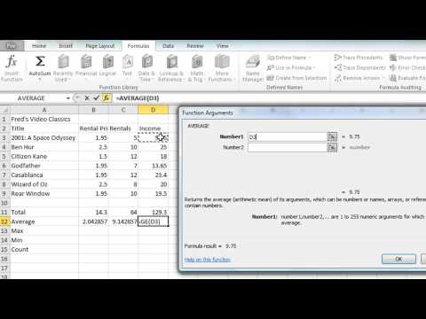 Excel 2010 Functions Average Max Min Count | Short Trick