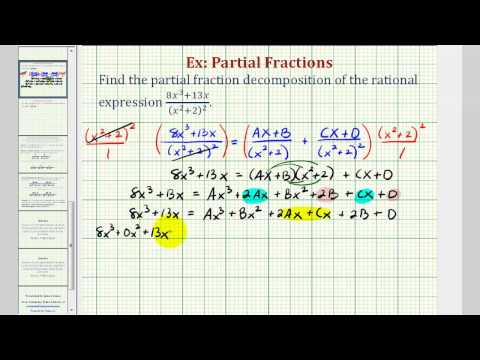 Ex 6: Partial Fraction Decomposition (Repeating Quadratic Factors) | Math Help from Arithmetic ...