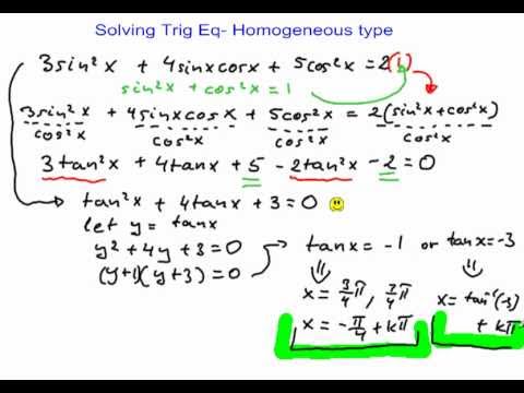 Homogeneous Equations in Sin X and Cos S – Mathematics