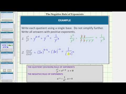 Simplify Expressions Using the Quotient and Negative Exponent Rules | Math Help from Arithmetic ...