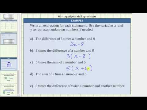 Write Algebraic Expressions from Statements: Form ax+b and a(x+b) | Math Help from Arithmetic ...