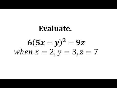 Evaluate a Variable Expression a(bx-c)^2-9d (Whole Numbers) | Math Help from Arithmetic through ...