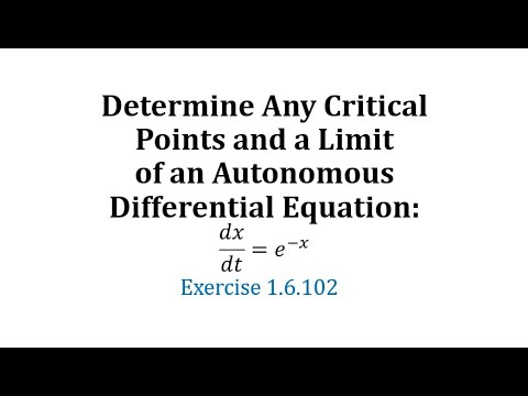 (Ex 1.6.102) Determine Any Critical Points and a Limit of an Autonomous Differential Equation ...