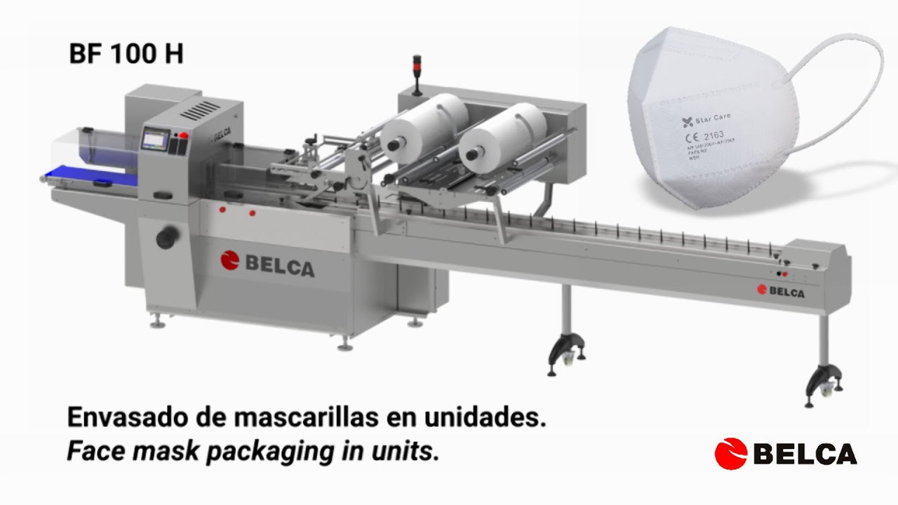 Flow-pack packaging for mask units with BF 100 H and BOPP - BELCA