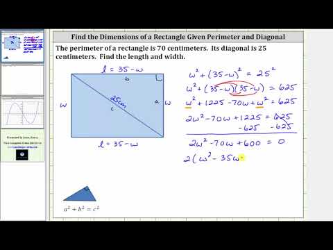 Quadratic App: Find the Dimensions of a Rectangle Given Perimeter and Diagonal | Math Help from ...