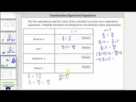 Determine Equivalent Equations Given x = a (4 Operations) Ex 1 | Math ...