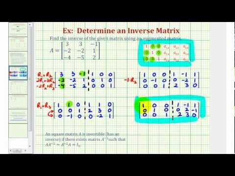 Ex 1: Inverse of a 3×3 Matrix Using an Augmented Matrix | Math Help from Arithmetic through ...