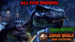 ALL POSSIBLE ENDINGS IN JURASSIC WORLD CAMP CRETACEOUS HIDDEN ADVENTURE!