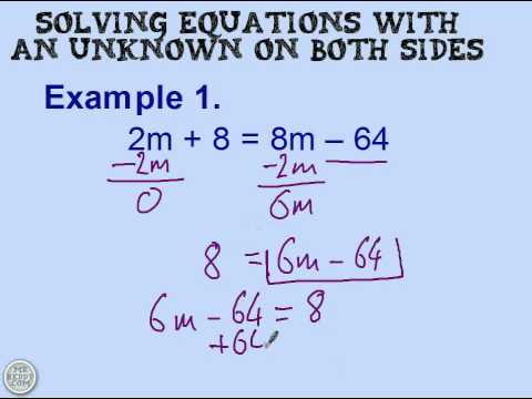Solving equation with an unknown on both sides | Maths at Ken Stimpson