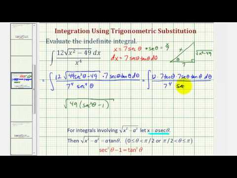 Ex 4: Integration Using Trigonometric Substitution | Math Help from Arithmetic through Calculus ...