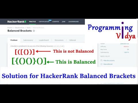 Solution for HackerRank Balanced Brackets – Programming Vidya | New Programming Solutions Everyday