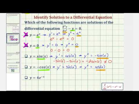 Ex: Determine Which Function is a Solution to a Second Order Differential Equation | Math Help ...
