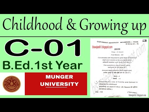 Childhood & Growing up (C-1) Previous Question Paper- 2020 B.Ed. 1st Year Munger University ...