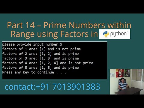 Part 14 – Prime Numbers within Range using Factors in Python | Soonya Technologies