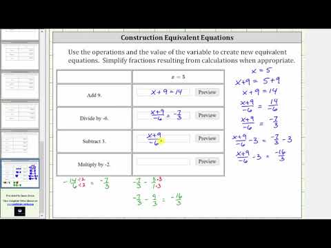 Determine Equivalent Equations Given x = a (4 Operations) Ex 2 | Math ...
