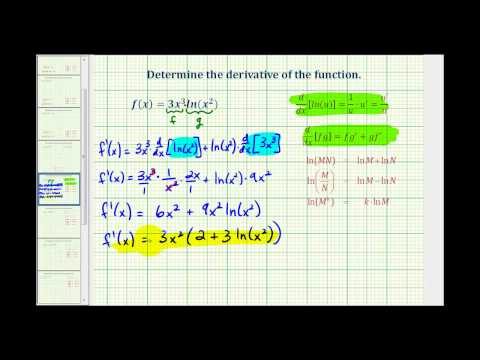 Ex 5: Derivatives of the Natural Log Function with the Product Rule ...