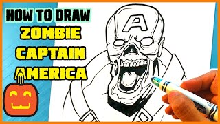AMAZING How to Draw ZOMBIE CAPTAIN AMERICA - What If