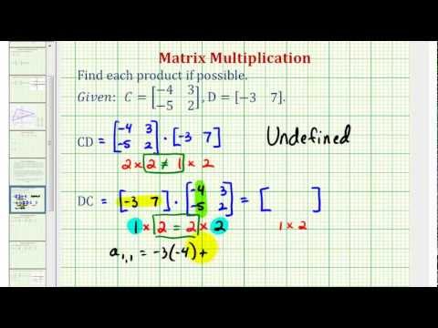 Ex 1: Matrix Multiplication (Basic) | Math Help from Arithmetic through Calculus and beyond