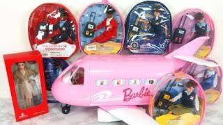 Barbie Airplane Travel Routine & Barbie Flight Attendant dolls