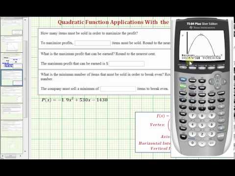 Ex: Quadratic Application Solved using the TI84 (Profit) | Math Help from Arithmetic through ...