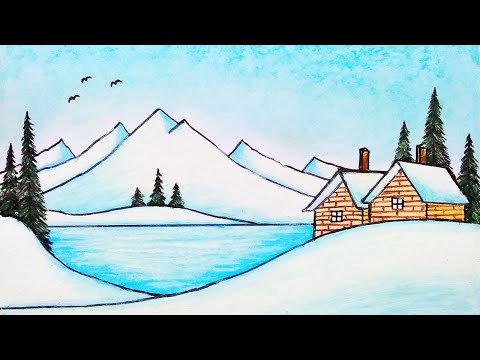 How To Draw A Winter Scene Step by Step – I'm Youtuber – Follow my ...