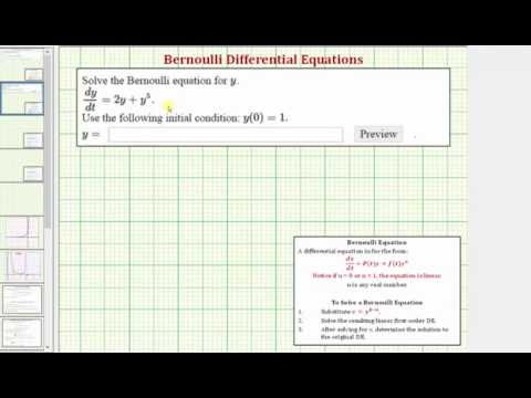 Ex: Solve a Bernoulli Differential Equation Using Separation of Variables | Math Help from ...