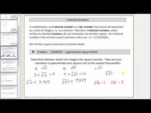 Determine Approximate Values of Square Roots (Irrational Values) | Math Help from Arithmetic ...