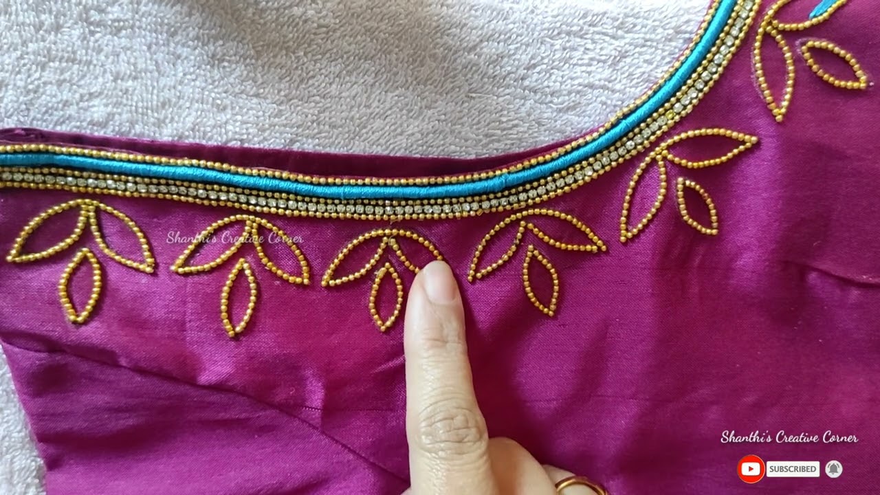 Beautiful Beads and Thread Work Blouse Using Normal Needle - Blouse Designs